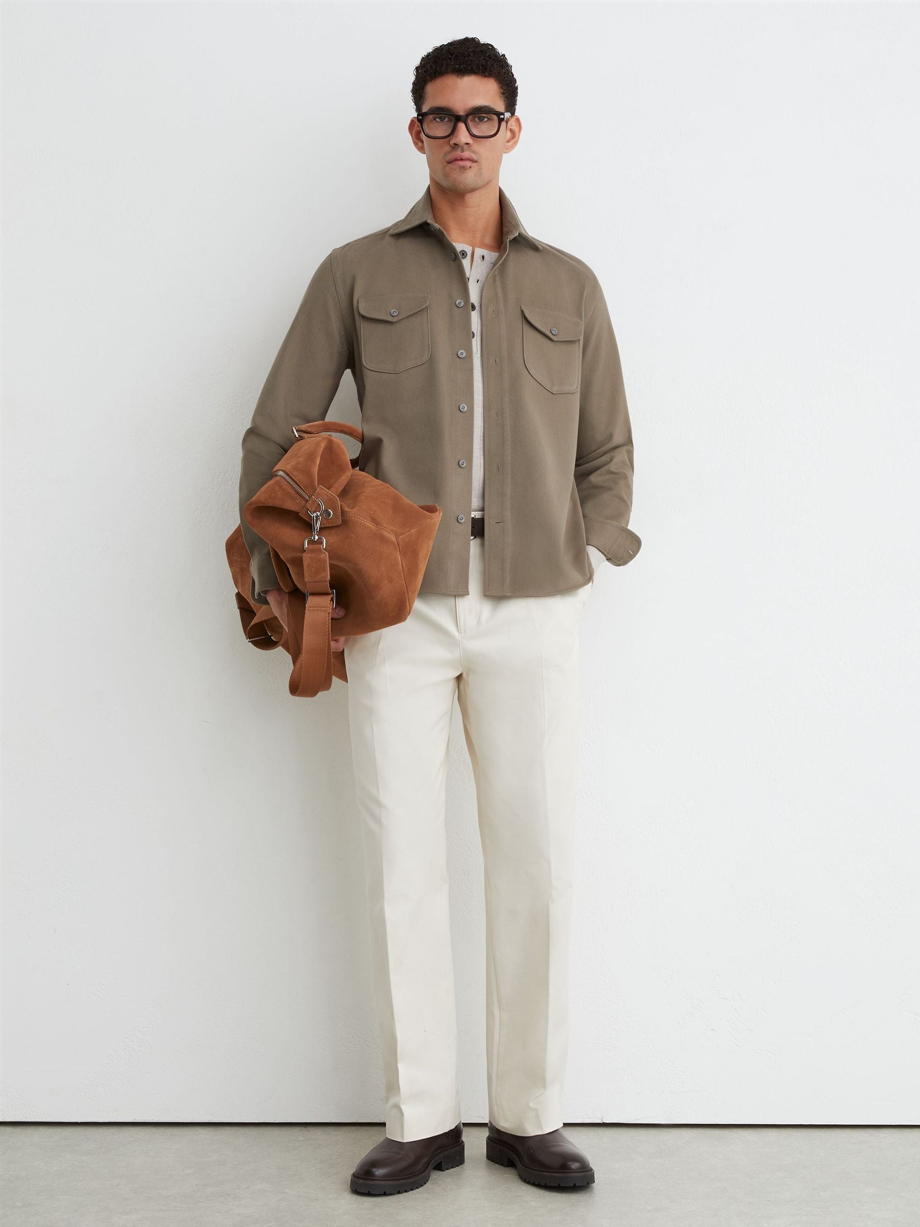 REISS astra cotton-twill twin-pocket regular-fit shirt